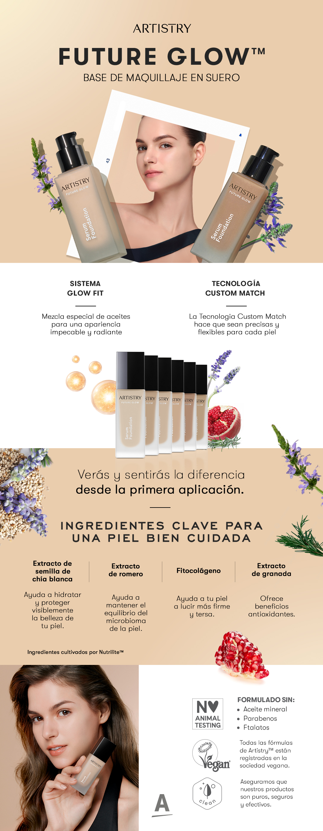 Base de maquillaje en suero Honey 203 - Amway Chile.